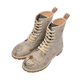 DOGO Damen Schn&uuml;rboots "Longe Boots Schn&uuml;rstiefel It Wasn't Me Damen Stiefeletten", Gr. 39, grau, Lederimitat, Schuhe, Handgefertigt