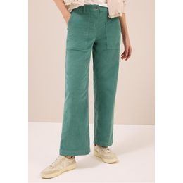 Cecil Damen Cordhose "Style Neele", gr&uuml;n, Gr. 31, unifarben, Cord, Obermaterial: 98% Baumwolle, 2% Elasthan, Hosen, Wide Leg, High Waist