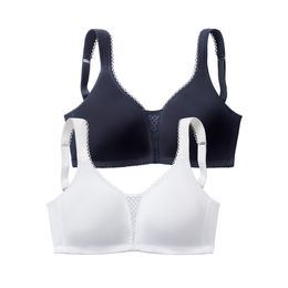 Nuance Damen Entlastungs-BH, Gr. 95, schwarz, Jersey, Obermaterial: 90% Baumwolle, 5% Elasthan, 5% Polyamid, BHs, ohne Bügel aus weicher Baumwolle,