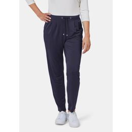 GOLDNER Damen Stoffhose "Kurzgr&ouml;&szlig;e Bequeme Slinky-Hose mit Schlupfbund", blau, Gr. 23, Obermaterial: 96% Viskose CV. 4% Elasthan EL., Hosen