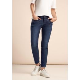 Street One Damen Slim-fit-Jeans "Style YORK", blau, Gr. 30, unifarben, Denim/Jeans, Obermaterial: 71% Baumwolle, 23% Polyester, 4% Elastomultiester,