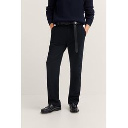 Bugatti Herren Chinohose "Cozy Times", blau, Gr. 38, unifarben, 68% Polyester, 28% Viskose, 4% Elasthan, Hosen, Tapered Fit mit Soft Touch