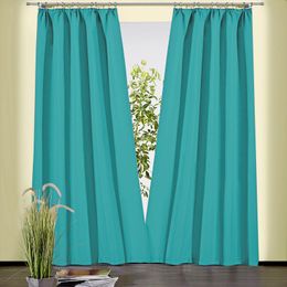 Weckbrodt-Gardinen Vorhang WECKBRODT, B:135cm H:150cm, blau, Baumwolle, Polyester, Wohnzimmer, Gardinen, "Sento", Baumwolle, blickdicht, matte Struktur, unifarben,