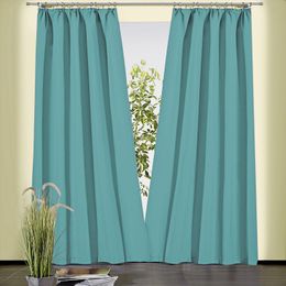 Weckbrodt-Gardinen Vorhang WECKBRODT, B:135cm H:245cm, blau, Baumwolle, Polyester, Wohnzimmer, Gardinen, "Sento", Baumwolle, blickdicht, matte Struktur, unifarben,