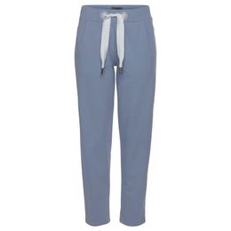 ELBSAND Damen Sweathose "Brinja", blau, Gr. XXL, unifarben, angeraute Sweatware, Obermaterial: 95% Baumwolle, 5% Elasthan, Hosen, mit Logoprint am