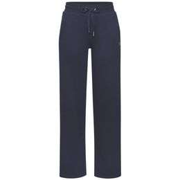H.I.S. H.I.S Damen Relaxhose, Gr. 48, blau, Interlock, Obermaterial: 60% Baumwolle, 40% Polyester, unifarben, Basic, Hosen, mit seitlichen Streifendesign