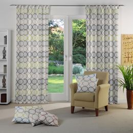 Vorhang WIRTH, B:132cm H:145cm, gr&uuml;n, Jacquard, Baumwolle, Polyester, Wohnzimmer, Gardinen, "Zirbello"