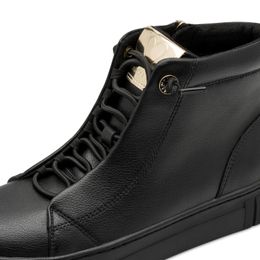 Marco Tozzi Damen Sneaker, Gr. 39, schwarz, Lederimitat, unifarben, Schuhe, Plateau, Boots, High Top-Sneaker mit elastischem Schn&uuml;rsenkeln