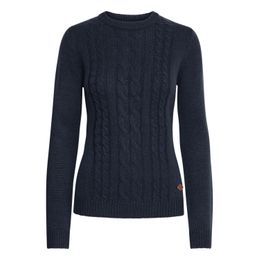 oxmo Damen Strickfleece-Pullover "Strickpullover OXCarryone", blau, Gr. L, Obermaterial: 100% Polyacryl PAN., Pullover