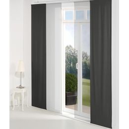 Schiebegardine WIRTH, B:60cm H:145cm, schwarz, Jacquard, Polyacryl, Polyester, Wohnzimmer, Gardinen, "Neufahrn", Inkl. Befestigungszubeh&ouml;r