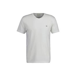 Gant Herren T-Shirt "T-Shirt SLIM SHIELD V-NECK T-SHIRT 1er Pack", wei&szlig;, Gr. L, Obermaterial: 100% Baumwolle CO., Shirts