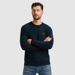 PME-Legend PME LEGEND Herren Rundhalspullover, blau, Gr. XXXL, unifarben, Web, Obermaterial: 100% Baumwolle, Pullover, mit Logo Stickerei