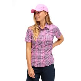 Maier Sports Damen Karobluse, rosa, Gr. 48, bestickt, kariert, Web, Obermaterial: 85% Polyester, 15% Viskose, Blusen, mit Hemdblusenkragen