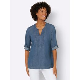 Casual Looks Damen Jeansbluse, blau, Gr. 40, unifarben, 100% Baumwolle, Blusen