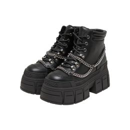 Buffalo Damen Stiefel "Buffalo GOSPHER HIKE MID CHAIN - VEGAN NAPPA", Gr. 40schwarz, Polyurethan, unifarben, Schuhe