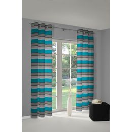 Vorhang WIRTH, B:135cm H:245cm, blau, Baumwolle, Polyester, Wohnzimmer, Gardinen, "Menorca"