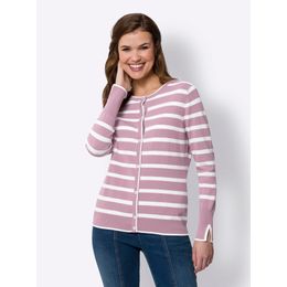 Heine Damen Cardigan, beige, Gr. 36, gemustert, gestreift, 70% Viskose, 30% Polyamid, Strickjacken