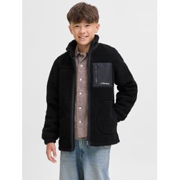 Jack & Jones Jungen Kurzjacke "JJESOHO TEDDY JACKET SN JNR", schwarz, Gr. 164, JACK & JONES JUNIOR, unifarben, Pl&uuml;sch, Obermaterial: 100% Polyester, Jacken
