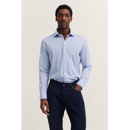 Bugatti Herren Langarmhemd "Modern Fit", blau, Gr. M, unifarben, 64% Baumwolle, 36% Polyester, Hemden, mit Kent-Kragen und Stretch-Funktion
