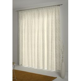 Vorhang Adam, B:142cm H:145cm, beige, Jacquard, Baumwolle, Wohnzimmer, Gardinen, "Flower Cuv&eacute;e", aus 100% Bio-Baumwolle