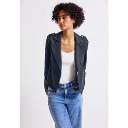 Street One Damen Kurzjacke, blau, Gr. 42, unifarben, Stoff, Obermaterial: 77% Polyester, 19% Viskose, 4% Elasthan; Futter: 100% Polyester, Jacken,