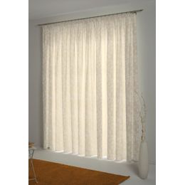 Vorhang Adam, B:142cm H:245cm, beige, Jacquard, Baumwolle, Wohnzimmer, Gardinen, "Flower Cuv&eacute;e", aus 100% Bio-Baumwolle