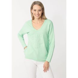 Zwillingsherz Damen Sweatshirt, gr&uuml;n, Gr. LXL, unifarben, Sweatware, Obermaterial: 70% Baumwolle, 30% Polyacryl, Sweatshirts, ausgefranster