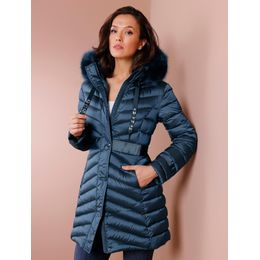 Damen Daunenjacke, blau, Gr. 42, unifarben, 100% Polyamid, Fellimitat:85% Acetat, 15% Modacryl, F&uuml;llung:80% Daunen, 20% Federn, Jacken