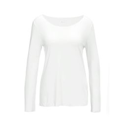 GOLDNER Damen Longpullover "Kurzgr&ouml;&szlig;e Kombistarkes Langarmshirt mit tonaler Zierkante", wei&szlig;, Gr. 22, Obermaterial: 90% Viskose CV. 10% Elasthan EL.,