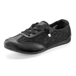Lascana Damen Sneaker "Freizeitschuh, Halbschuh mit modischen Spitzendetails", Gr. 38, schwarz, Obermaterial: 100% Lederimitat. Decksohle: 100%