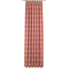 Vorhang WIRTH, B:135cm H:175cm, rot, Jacquard, Baumwolle, Polyester, Wohnzimmer, Gardinen, "Crayon"