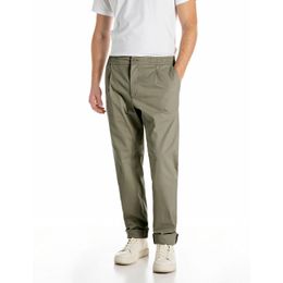 Replay Herren Chinohose "ADHANN", gr&uuml;n, Gr. 30, unifarben, Web, Obermaterial: 91% Baumwolle, 6% Elastomultiester, 3% Elasthan, Hosen, im Tapered Fit