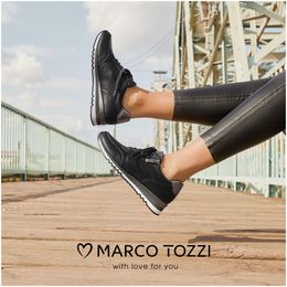 Marco Tozzi Damen Sneaker, Gr. 40, schwarz, Lederimitat, Schuhe, mit Feel Me-Ausstattung, Freizeitschuh, Halbschuh, Schn&uuml;rschuh