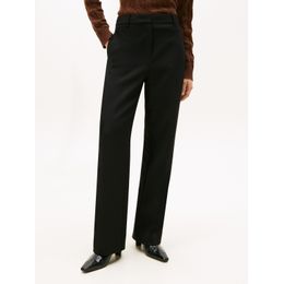Tommy Hilfiger Damen Anzughose "PUNTO RELAXED STRAIGHT PANT", schwarz, Gr. 46, unifarben, Web, Obermaterial: 68% Polyester, 28% Viskose, 4% Elasthan,