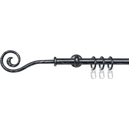 Gardinenstange Liedeco, L:120cm &Oslash;:16mm, silber, Metall, Gardinenstangen, "Esp Spirale", 1-l&auml;ufig im Fixma&szlig; &Oslash; 16 mm