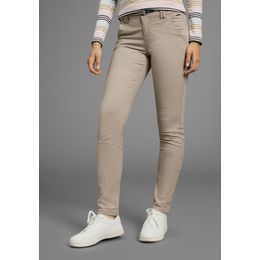 Kangaroos Damen Chinohose, beige, Gr. 44, unifarben, Web, Obermaterial: 98% Baumwolle, 2% Elasthan, Hosen, in schmaler Form, mit Kordel zu binden