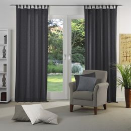Vorhang WIRTH, B:132cm H:145cm, schwarz, Jacquard, Baumwolle, Polyester, Wohnzimmer, Gardinen, "Torbole"