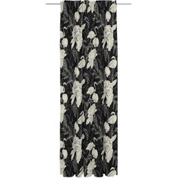 Vorhang Adam, B:142cm H:245cm, schwarz-wei&szlig;, Jacquard, Baumwolle, Wohnzimmer, Gardinen, "Eden", aus 100% Bio-Baumwolle