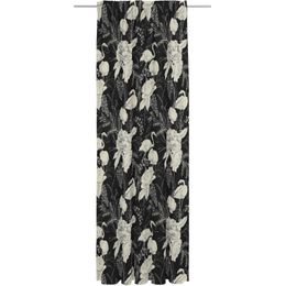 Vorhang Adam, B:142cm H:225cm, schwarz-wei&szlig;, Jacquard, Baumwolle, Wohnzimmer, Gardinen, "Eden", aus 100% Bio-Baumwolle