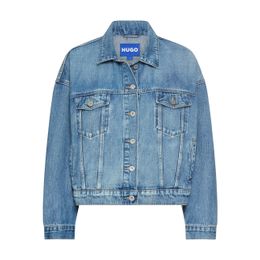 HUGO BLUE Damen Jeansjacke "Lou_B", blau, Gr. S, bedruckt, unifarben, Denim/Jeans, Obermaterial: 100% Baumwolle, Jacken, mit Backprint