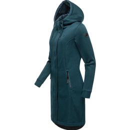 Ragwear Damen Kurzmantel "Letti Long Bonded", blau, Gr. S, Rippware, Material: 100% Polyester, M&auml;ntel, &Uuml;bergangsmantel aus Rippstrick mit Kapuze