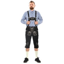 Herren Trachtenlederhose "ASGustl", schwarz, Gr. 48, Alessandro Salvarini, 100% Rindsleder, Hosen, Lederhose in Trachtenstil mit Stickerei und