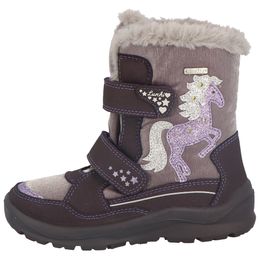 Lurchi Damen Winterstiefel "Kanani-SYMPATEX Blinkschuh", Gr. 32, braun, Lederimitat, Textil, Glitzer, Schuhe, Winterboots mit Blinkfunktion,