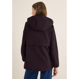 Cecil Damen Outdoorjackeschwarz plum, Gr. XXL, unifarben, Web, 68% Polyester, 32% Baumwolle, Jacken, mit Kapuze mit Tunnelzugband