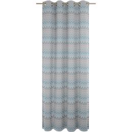 Vorhang WIRTH, B:132cm H:245cm, blau, Jacquard, Baumwolle, Polyester, Wohnzimmer, Gardinen, "Benewitz"