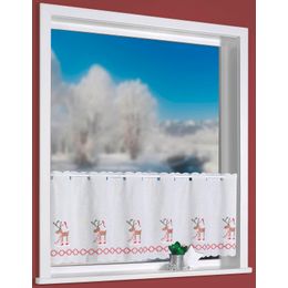 Weckbrodt-Gardinen Scheibengardine WECKBRODT, B:155cm H:45cm, wei&szlig;, Polyester, Wohnzimmer, Gardinen, "Weihnachtselche", Bistro, Batic, echte Stickerei, Weihnachten,