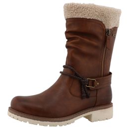Tom Tailor Damen Winterstiefel, Gr. 38, braun, Lederimitat, Textil, used, Basic, Schuhe, Stiefel, Boots mit TEX-Membrane