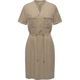 Ragwear Damen Blusenkleid "Roisana", beige, Basic, Gr. L, Material: 100% Viskose, Kleider, Leichtes Sommerkleid mit Brusttaschen