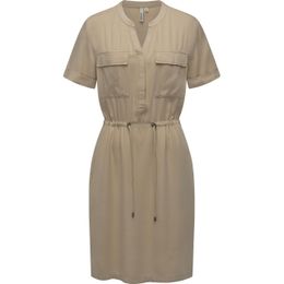 Ragwear Damen Blusenkleid "Roisana", beige, Basic, Gr. XL, Material: 100% Viskose, Kleider, Leichtes Sommerkleid mit Brusttaschen