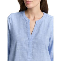 Tom Tailor Damen Klassische Bluse, blau, Gr. 34, unifarben, Web, Obermaterial: 100% Baumwolle, Blusen, mit geschlitztem Rundhalsausschnitt